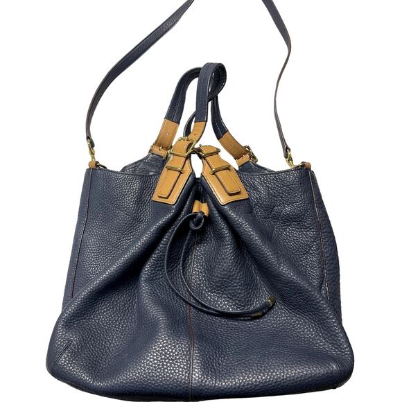 Coach | Bags | Coach Womens Navy Legacy Leather Drawstring Shoulder ...
